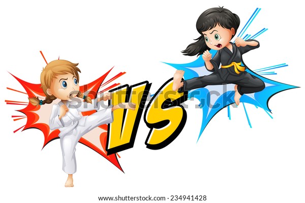 Two Girls Fighting On White Background Stock Vector (Royalty Free ...