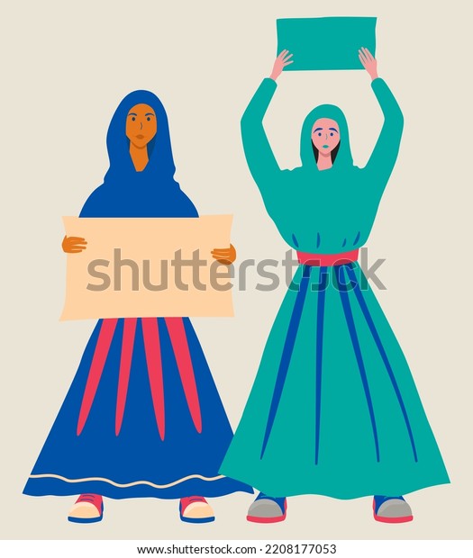 Two Girls Full Growth Hijabs Poster Stock Vector (Royalty Free ... Two Girls Full Growth Hijabs Poster Stock Vector (Royalty Free ...