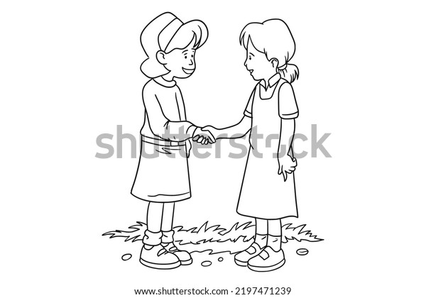 Two Girls Shaking Hands Vector Illustration Stock Vector (Royalty Free ...