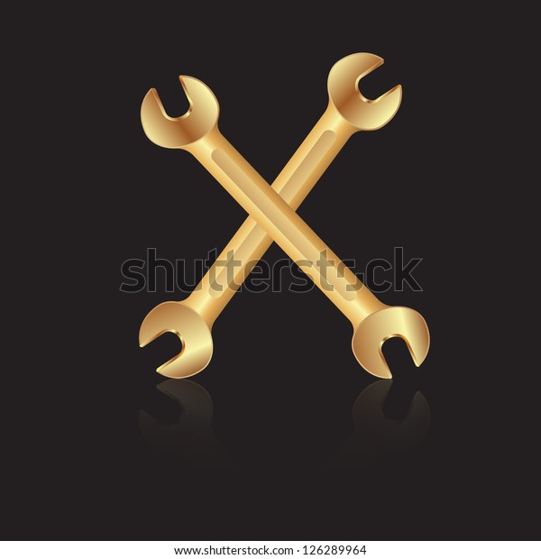 Two Gold Wrench Tools Icon Vector Stock Vector (Royalty Free) 126289964 ...