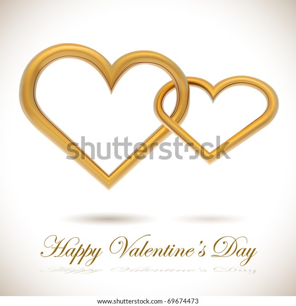Two Golden Hearts Linked Together Realistic: เวกเตอร์สต็อก (ปลอดค่า ...
