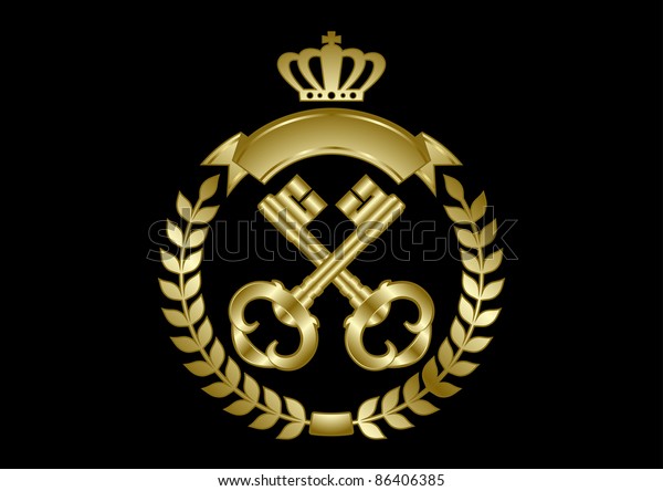 Two Golden Keys Framed Laurel Wreath 스톡 벡터(로열티 프리) 86406385 | Shutterstock