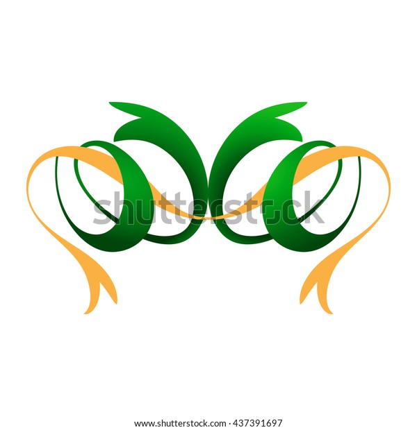Two Green Twisted Ribbon Shadows Yellow Stock Vector (Royalty Free ...