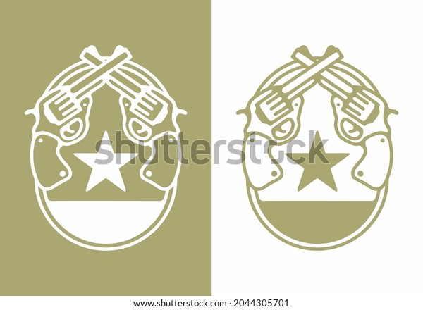 Two Guns Line Art Illustration Design Stock Vector (Royalty Free ...
