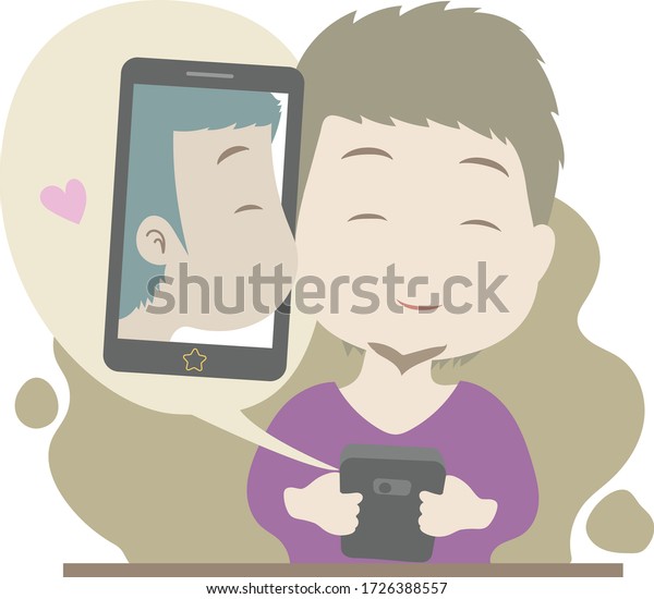 Two Guys Send Love Through Mobile Stock Vector (Royalty Free ...