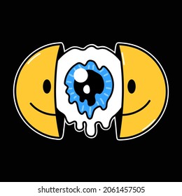 Two Half Smile Face Melt Eye Stock Vector (Royalty Free) 2061457505