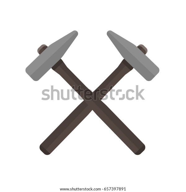 Two Hammers Crossed Each Other Vector Stock Vector (Royalty Free ...