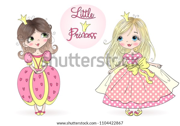 Two Hand Drawn Beautiful Cute Little Stock Vector (Royalty Free) 1104422867