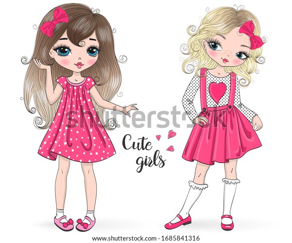 Two Hand Drawn Beautiful Cute Little Stock Vector (Royalty Free) 1685841316