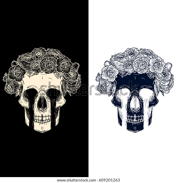 Two Hand Drawn Crying Human Skull Stock Vector (Royalty Free) 609201263 ...