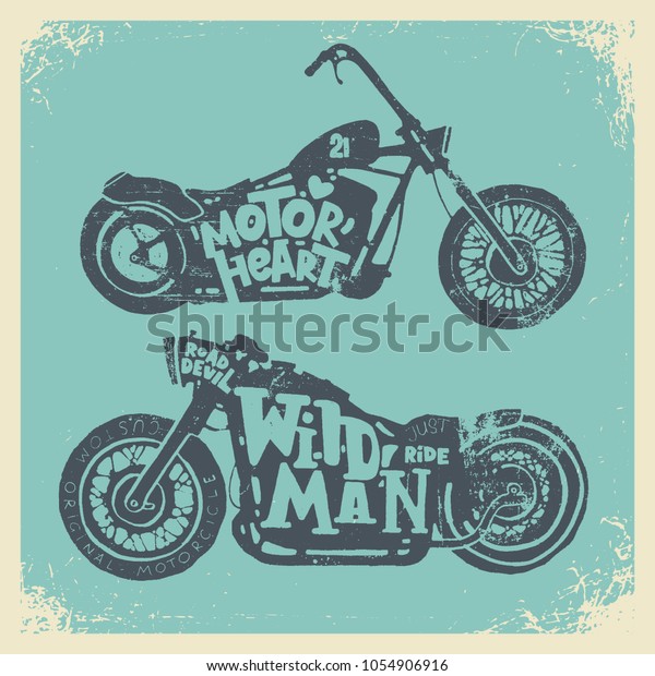 Two Hand Drawn Old School Chopper Stock Vector (Royalty Free ...