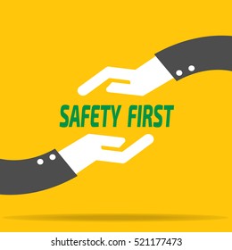 Two Hand Hold Safety First On Stock Vector (Royalty Free) 521177473 ...