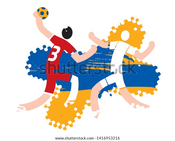 Two Handball Players Two Abstract Stylized Stock Vector (Royalty Free ...
