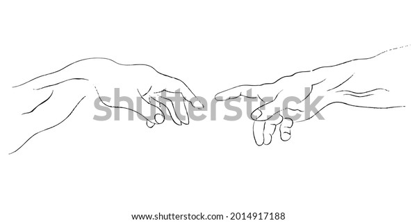 Deux mains, Création de l'adam Michelangelo : image vectorielle de ...