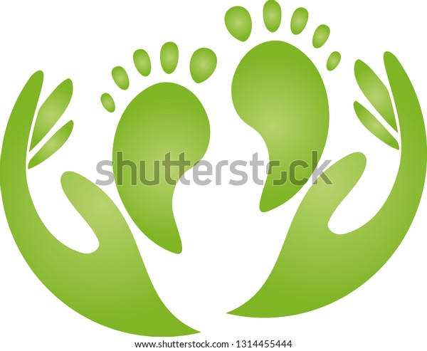 Two Hands Feet Green Logo Stock Vector (Royalty Free) 1314455444 ...