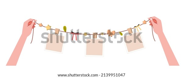 Vektor Stok Two Hands Grabbing Rope Decorated Blank (Tanpa Royalti ...