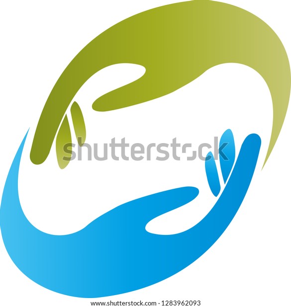 Two Hands Green Blue Logo Stock Vector (Royalty Free) 1283962093 ...