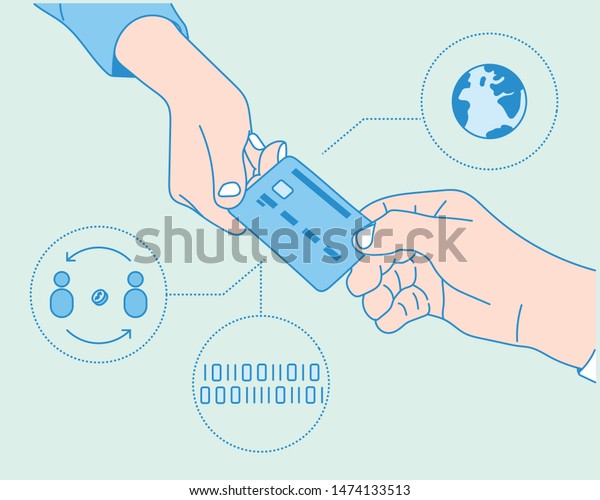 Two Hands Handing Credit Card There Stock Vector (Royalty Free ...