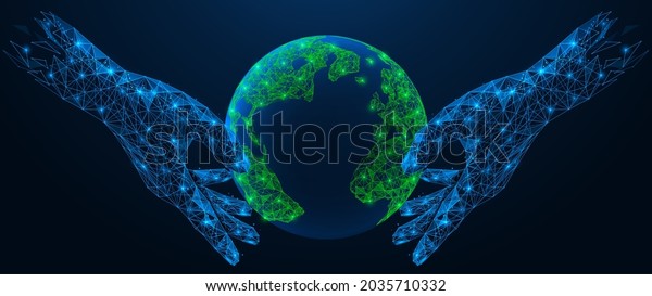 Two Hands Hold Planet Earth Concept Stock Vector (Royalty Free ...