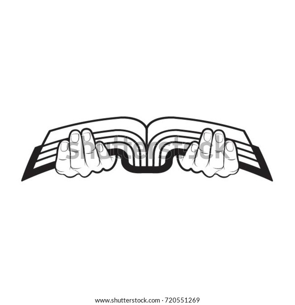 Two Hands Holding Book Black Outlinevector 스톡 벡터(로열티 프리) 720551269 ...