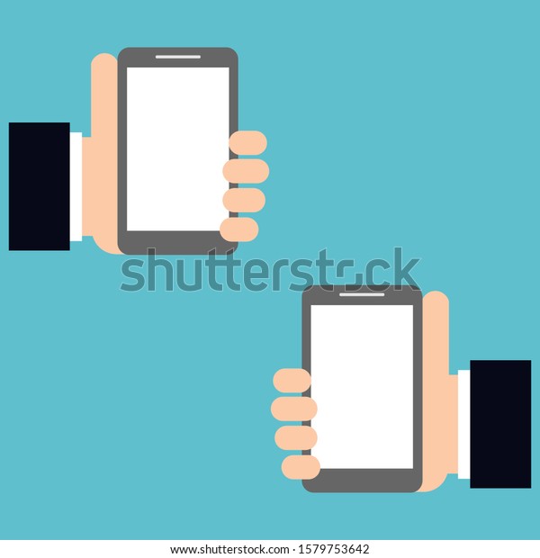 Two Hands Holding Mobile Phones Vector Stock Vector (Royalty Free ...
