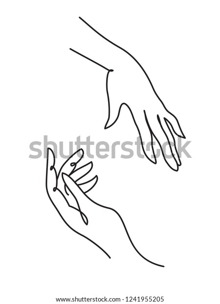 Two Hands Line Art Minimalist Art Stock Vector (Royalty Free) 1241955205 Two Hands Line Art Minimalist Art Stock Vector (Royalty Free) 1241955205