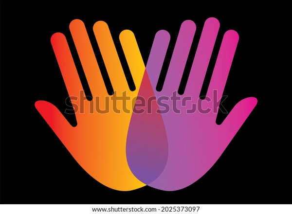 Two Hands Overlay Design On Black Stock Vector (Royalty Free ...