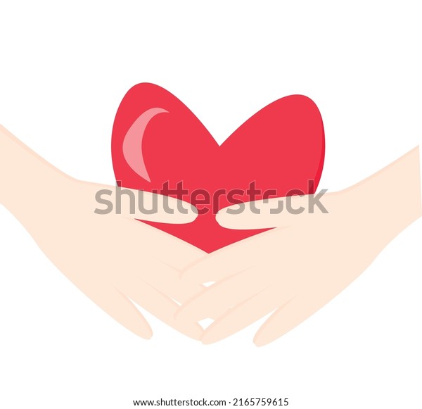 Two Hands Protect Heart Simple Drawing Stock Vector (Royalty Free ...