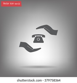 Two Hands Protecting Giving Phone Stock Vector (Royalty Free) 379758364 ...