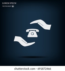 Two Hands Protecting Giving Phone Stock Vector (Royalty Free) 691872466 ...
