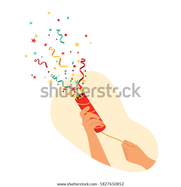 Two Hands Shooting Confetti Paper Slapstick Stock Vector (Royalty Free ...