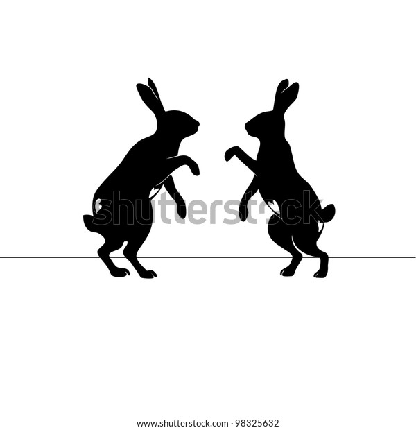 Two Hares Love Silhouettes Stock Vector (Royalty Free) 98325632