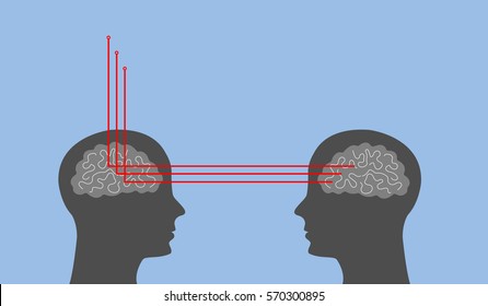 Two Heads Brains Connected By Red Stock Vector (Royalty Free) 570300895 ...