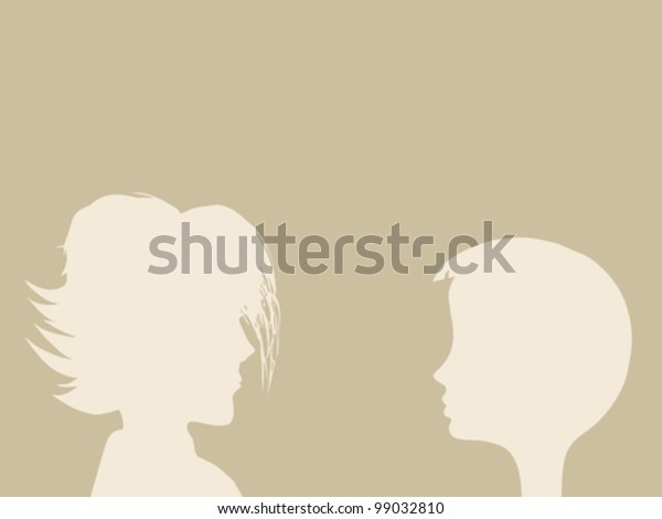 Two Heads Silhouette On Brown Background Stock Vector (Royalty Free ...