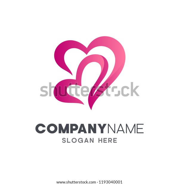 Two Heart Logo Design Stock Vector (Royalty Free) 1193040001
