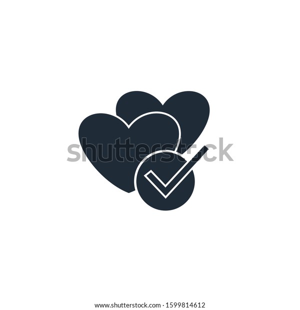 Two Hearts Check Mark Sign Priority Stock Vector (Royalty Free) 1599814612