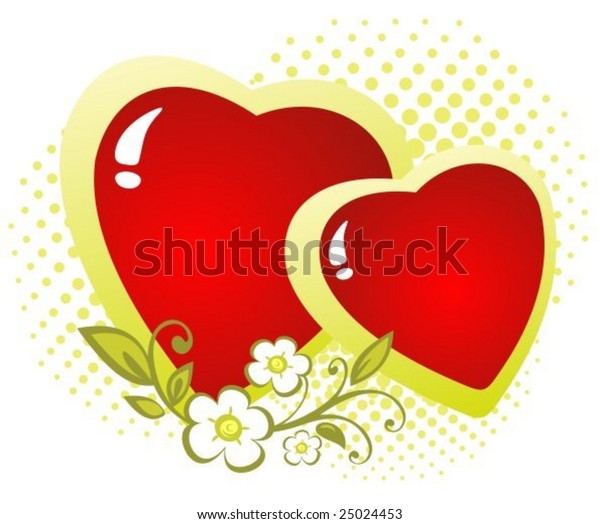 Two Hearts Flower On Green Background Stock Vector (Royalty Free ...