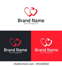 Two Hearts Icon Logo Template Vector Stock Vector (Royalty Free) 391423810