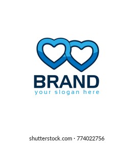 Two Hearts Icon Vector Logo Template Stock Vector (Royalty Free ...