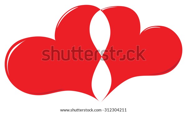 Two Hearts Joined Together Form Sign Stock Vector (Royalty Free ...