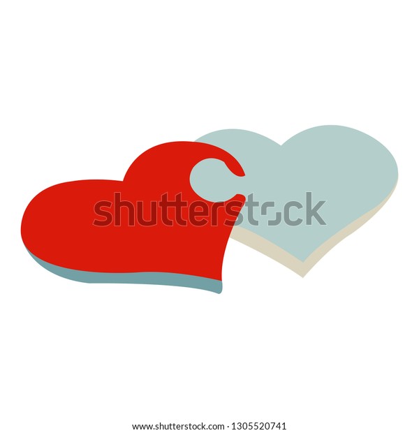 Two Hearts Joined Together Like Puzzle Stock Vector (Royalty Free ...