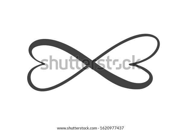 Two hearts love logo with Infinity sign. Design flourish element for ...