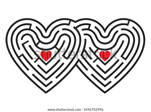 Two Hearts Maze Game the Labyrinth Stock Vector (Royalty Free ...