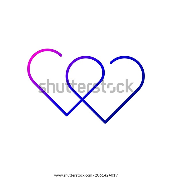 Two Hearts Outline Icon One Line Stock Vector (Royalty Free) 2061424019 ...