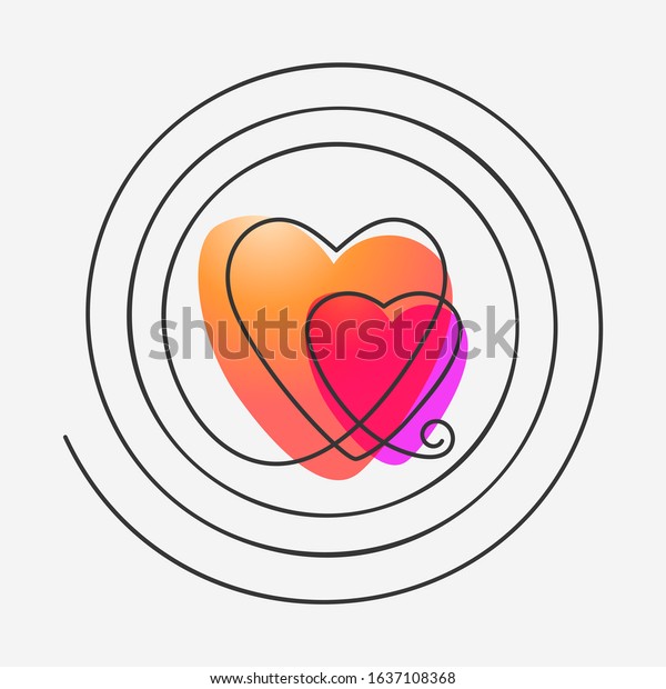 Two Hearts Spiral Continuous Line Drawing Stock Vector (Royalty Free ...