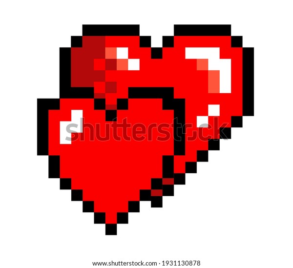 Two Hearts Trendy Pixel Art Style Stock Vector (Royalty Free ...