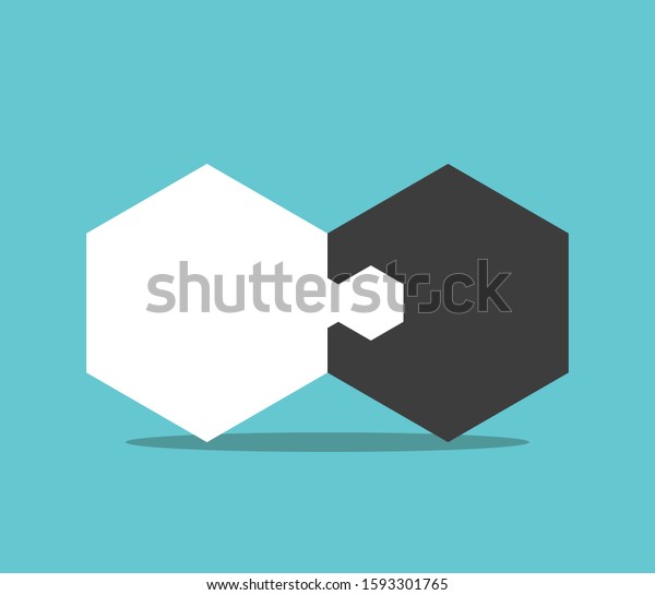 Two Hexagon Jigsaw Puzzle Pieces Joined Stock Vector (Royalty Free ...