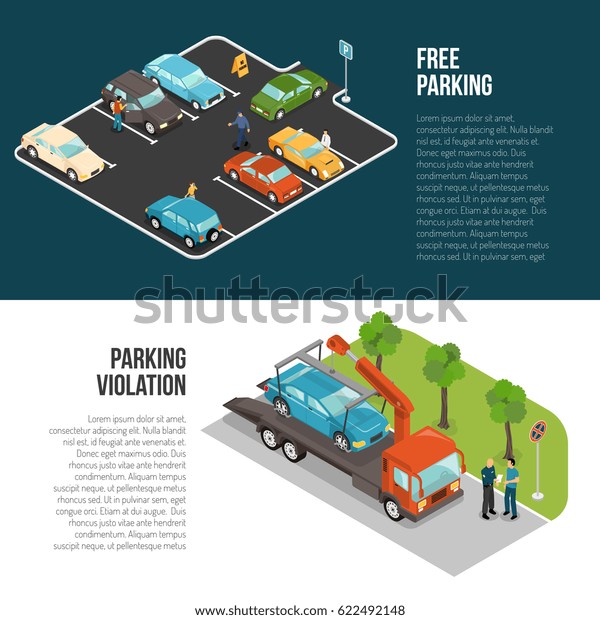 Two Horizontal Colored Car Parking Banner Stock Vector (Royalty Free ...