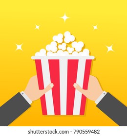 Two Human Businessman Hands Holding Popcorn Stock Vector (Royalty Free ...