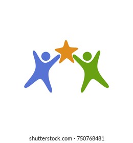 Two Human Handling Star Logo Template Stock Vector (Royalty Free) 750768481